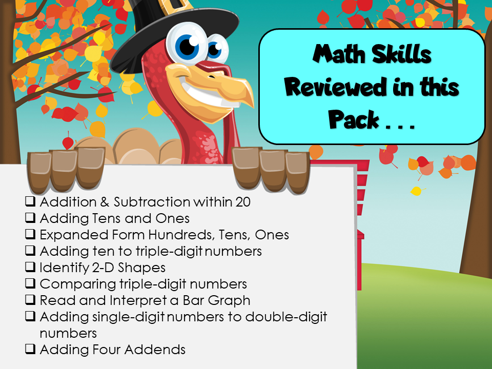 2nd Grade Thanksgiving Mini Math Mysteries