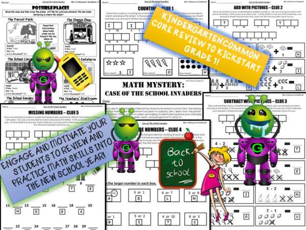Back to School Math Mystery 1st grade Activity: 'School Invaders'